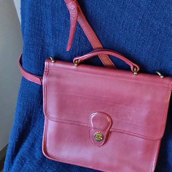 Coach | Bags | Rare Red Willis Vintage Crossbody Messenger Bag | Poshmark